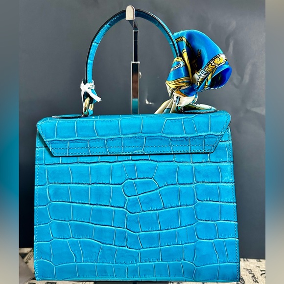 German Fuentes | Bags | Italian Leather Croco Embossed Bag Handbag With ...